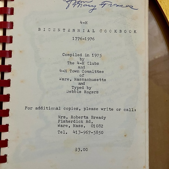 VINTAGE BICENTENNIAL COOKBOOK COLLECTIBLE | Kitchen | 4h Bicentennial ...